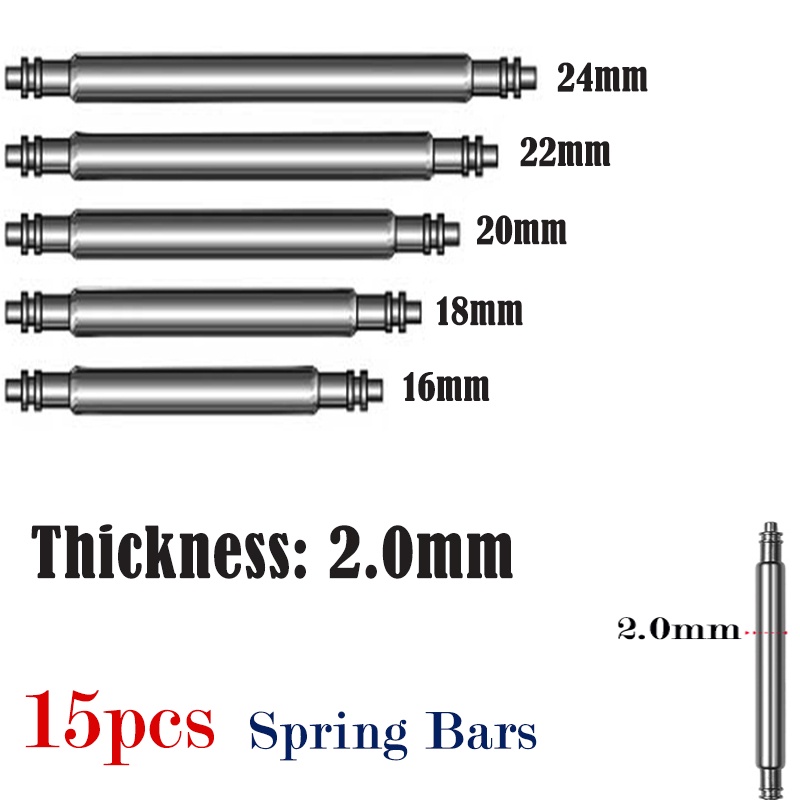 15pcs Watch Band Pin 2.0mm Diameter Strap Spring Bar Watches Part ...