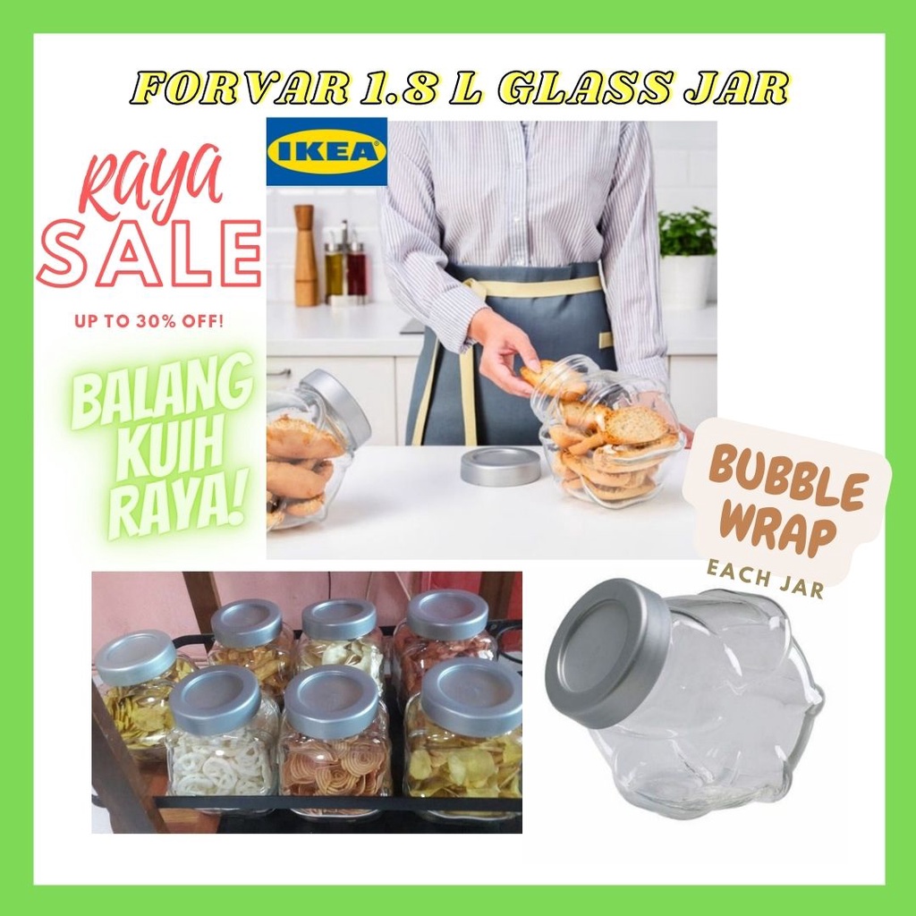 Balang Kuih Raya Balang Kaca Forvar IKEA. dengan penutup 1.8 Liter ...