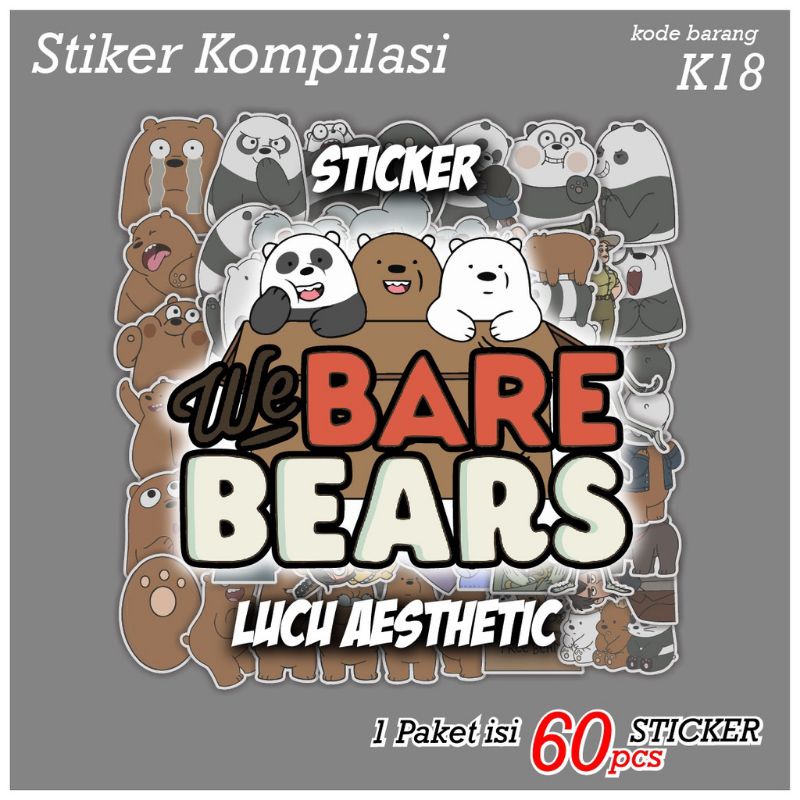 PUTIH (60PCS) Sticker Cartoon WE BARE BEASR Bear White Funny AESTHETIC ...