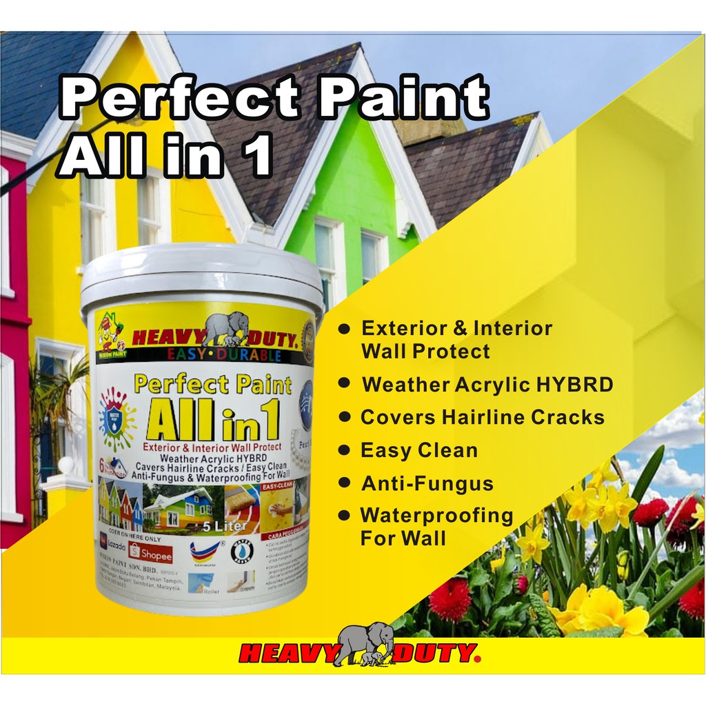 5L Perfect Paint All in 1 / Exterior & Interior Paint / Cat Rumah Dalam ...