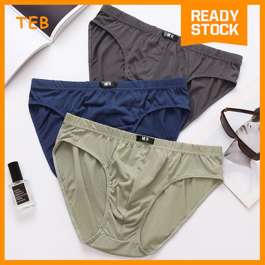 (3PCS | M-2XL) MR Cotton Comfy Plus Size Brief Men Underwear | Seluar Dalam Lelaki Saiz Besar ...