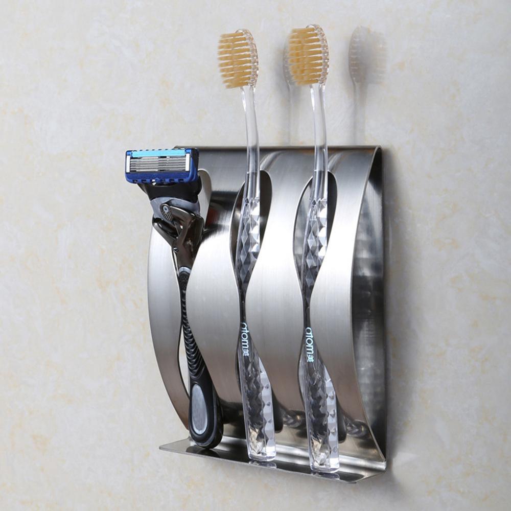 Wall Mounted Toothbrush Holders Rack,3M Self-Adhesive Bathroom ...