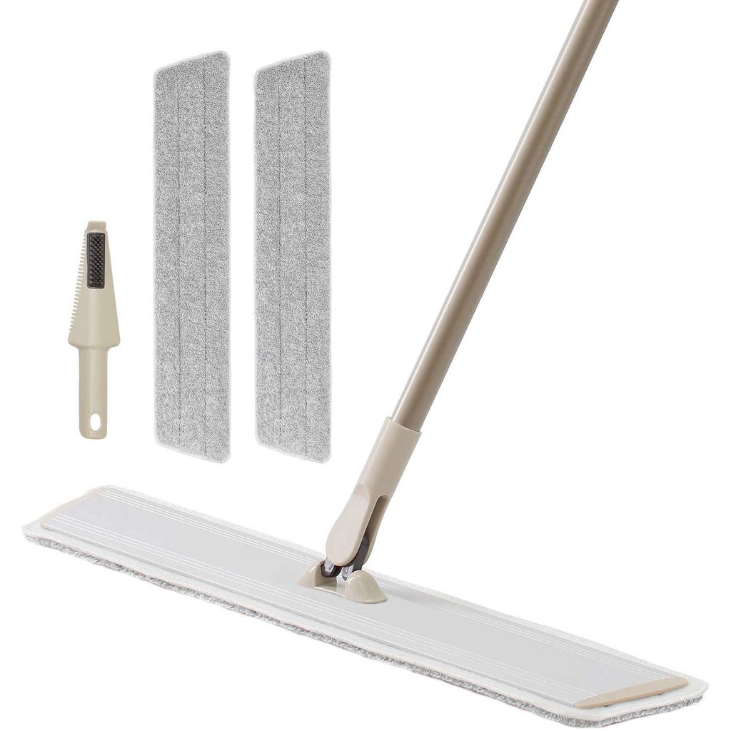 Lightweight Aluminum Plate Flat Mop - 2 Reusable Floor Mop Pads & 1 ...