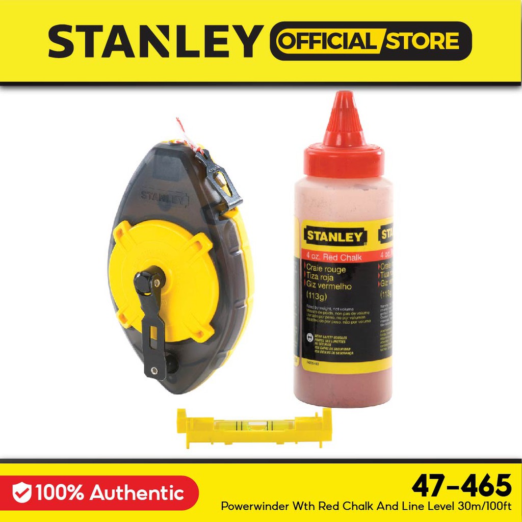 Stanley 47-465 Powerwinder Wth Red Chalk And Line Level Power Winder ...