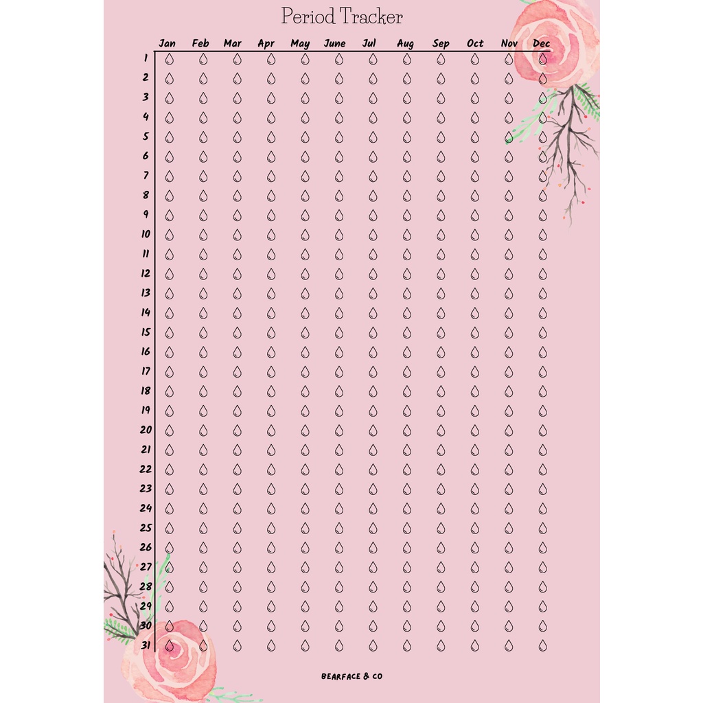 PERIOD / MENSTRUAL TRACKER (YEARLY) PRINTABLE - PDF FORMAT | Shopee ...