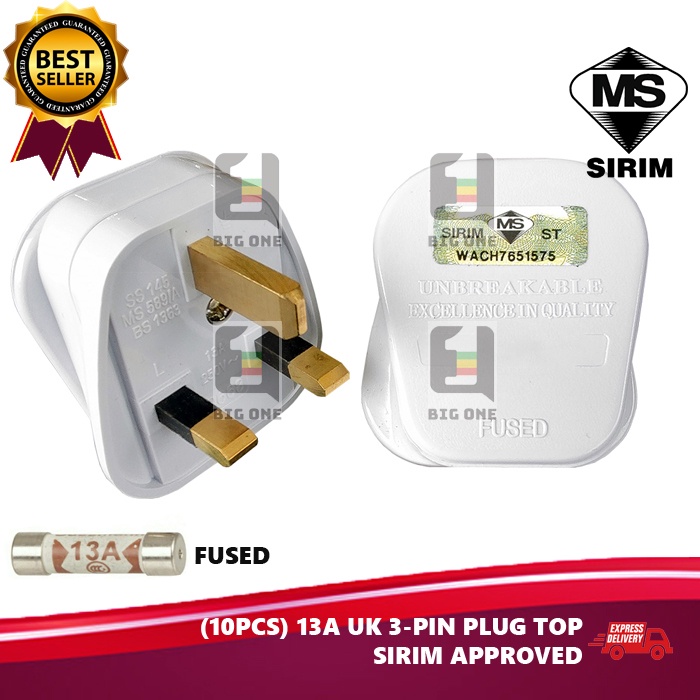 (SIRIM) 13AMP 13A UK 3 PIN PLUG TOP SIRIM APPROVED KEPALA PLUG | Shopee ...