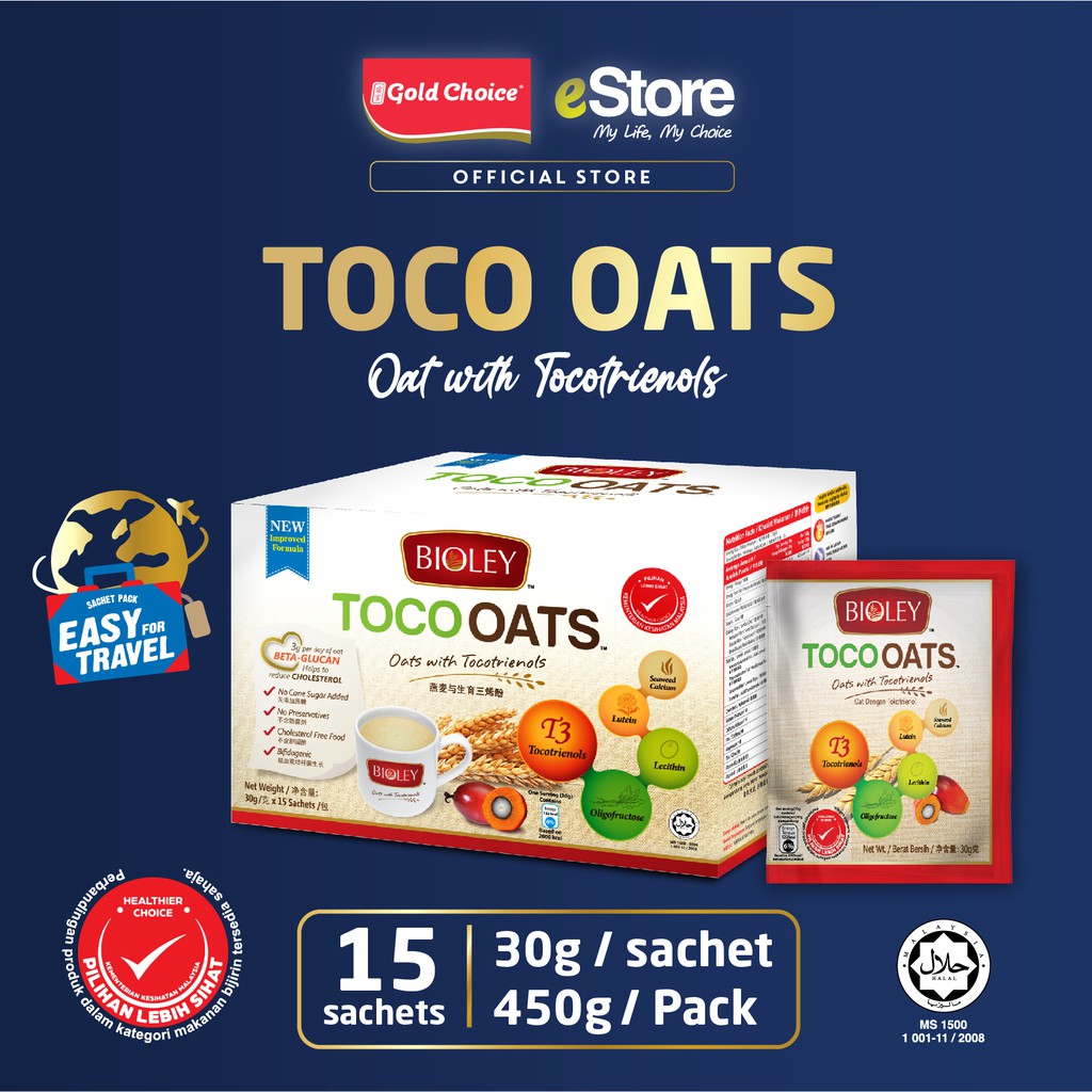 BIOLEY Toco Oats - Oats with Tocotrienols In Box (30g X 15's) | Shopee ... BIOLEY Toco Oats - Oats with Tocotrienols In Box (30g X 15's) | Shopee ...