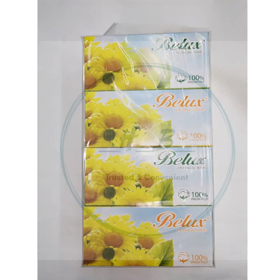 Belux Pulp Facial Tissue kotak / Tissue Box 130pcs x 4 Box | Shopee ...