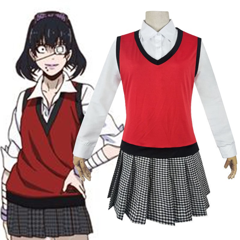 Anime Kakegurui Midari Ikishima Outfit School Uniform Dress Cosplay ...