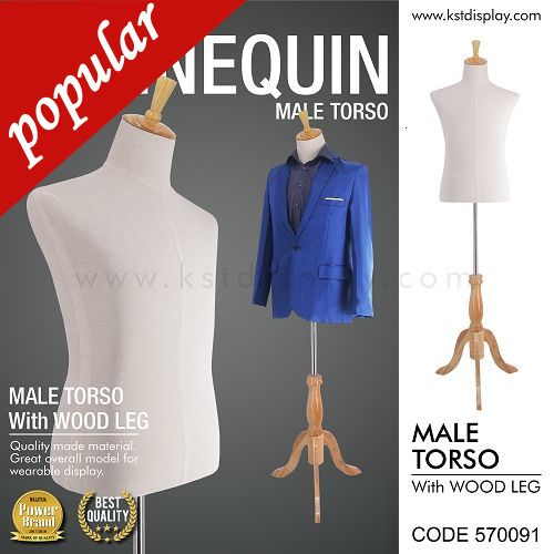 ready stock gkstm Mannequin Male Torso With Wood Leg For Clothes ...