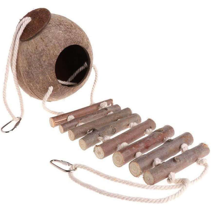 Coconut shell bird nest Parrot bird cage accessories Bird toy parrot ...