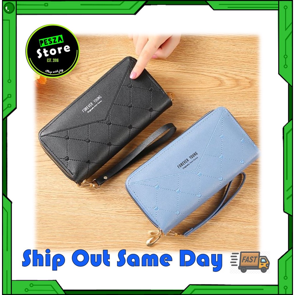 Wallet Double Zip Luxury Forever Love Dompet Purse Lady Women's Multi ...