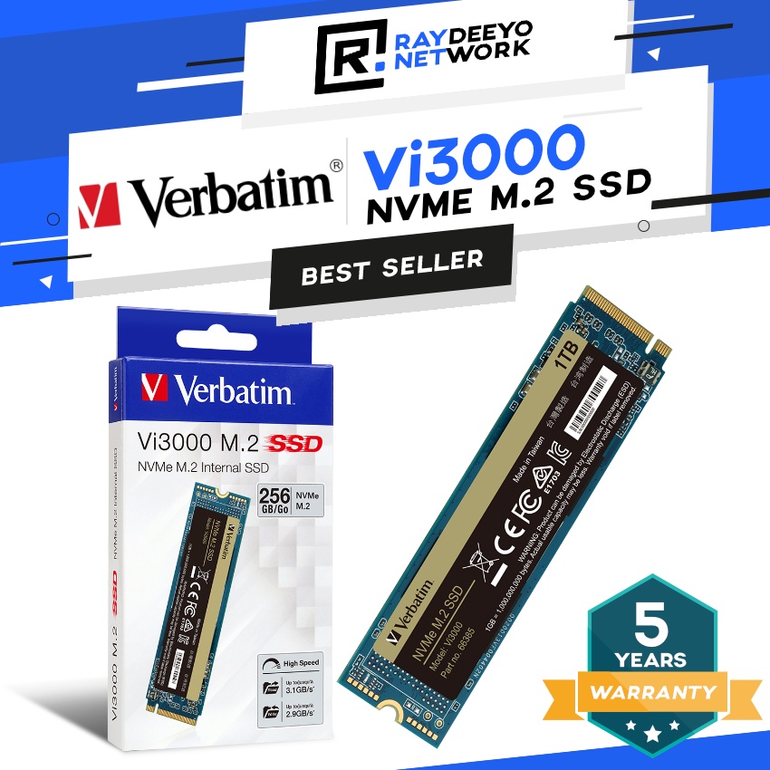Verbatim Vi3000 256GB / 512GB / 1TB NVMe M.2 Internal SSD Solid State ...