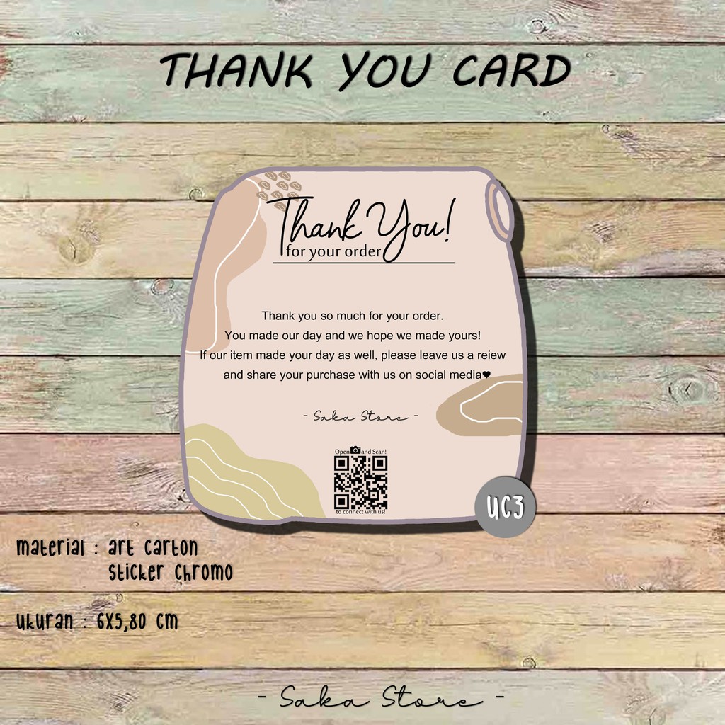 Thank you card/thank you card For online shop/thank you card custom ...