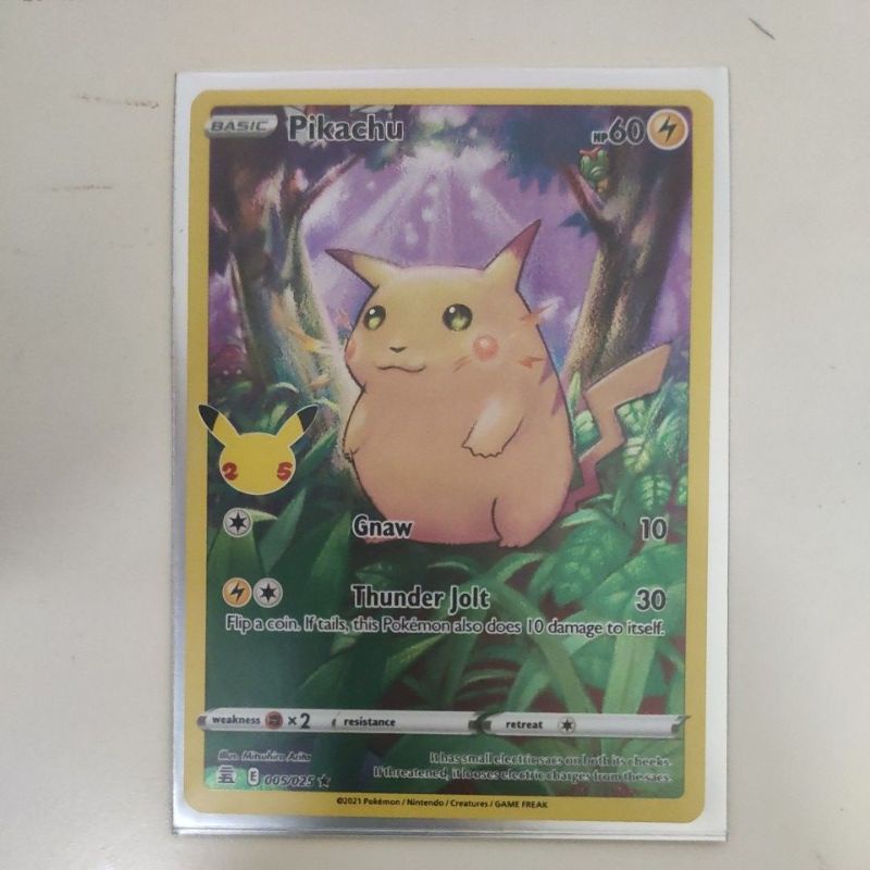 Pokemon TCG Trading Card Pikachu - 5/25 - Full Art Holo Rare (25th ...