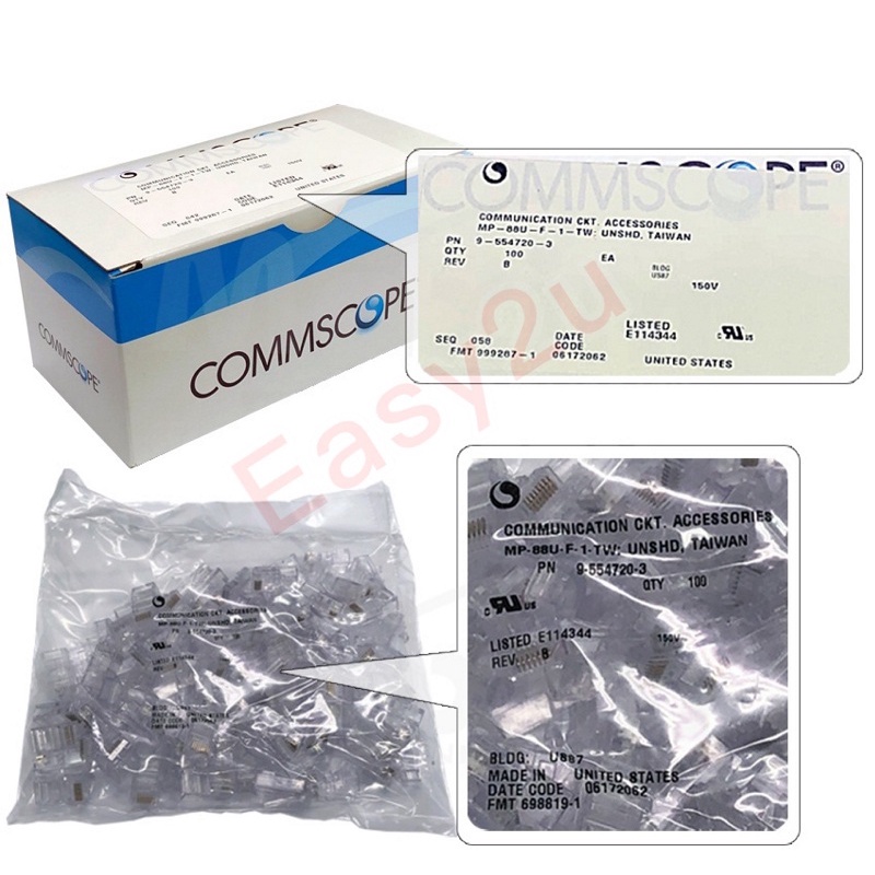 Commscope AMP RJ45 (UTP) Cat5e Cat6 Modular Plug (100pcs/pack) 8p8c ...