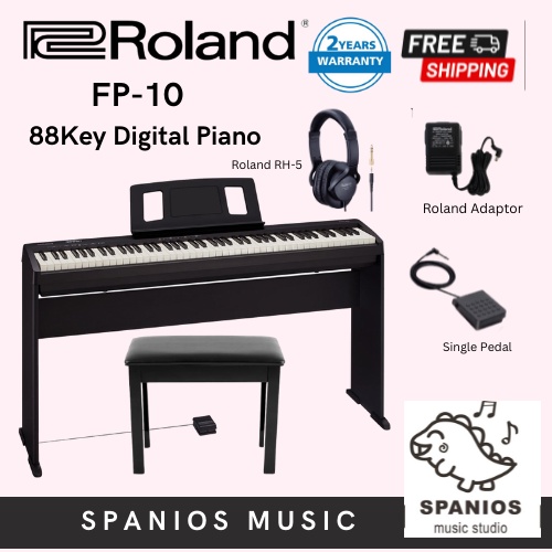 Roland FP-10 88-key Digital Piano with Roland DP-2 Pedal + Roland RH-5 ...