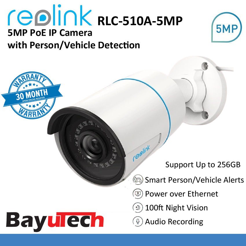 Reolink RLC-510A P320 5MP PoE Wired Camera with Motion Person / Vehicle ...