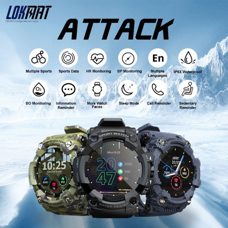 LOKMAT ATTACK 1.28 Touch Screen Sports Fitness Tracker Smart Watch Men ...