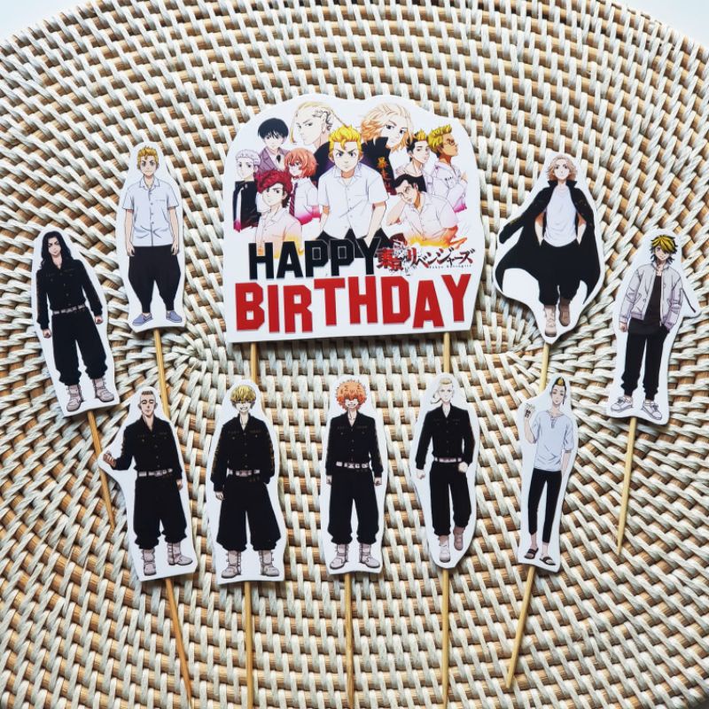 A set Of cake topper tokyo revengers Character Birthday cake ...