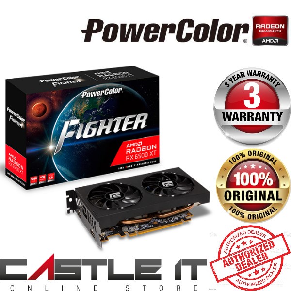 PowerColor RX 6500 XT FIGHTER 4GB GDDR6 AMD ATI Radeon RX6500 XT 4G D6 ...