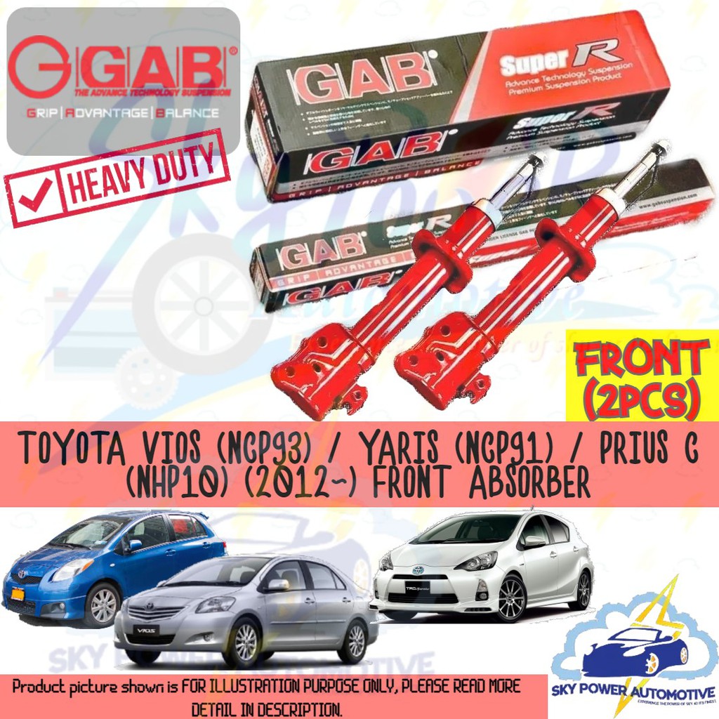 TOYOTA VIOS (NCP93) / YARIS (NCP91) / PRIUS C (NHP10) GAB SUPER R SPORT HEAVY DUTY GAS SHOCK ...