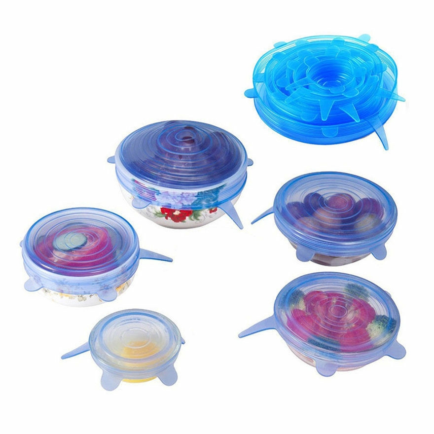 6pcs/set Elastic Silicone Food Cover Stretch Seal Cling Wrap Container ...