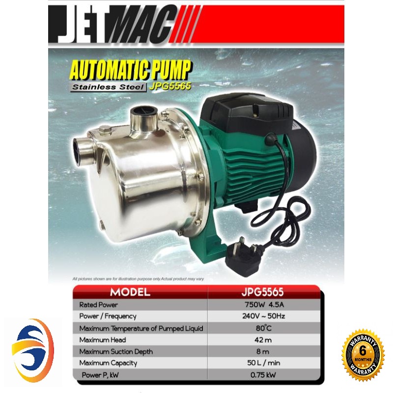 JETMAC STAINLESS STEEL ELECTRIC SELF-PRIMING WATER PUMP - JPG5565 ...