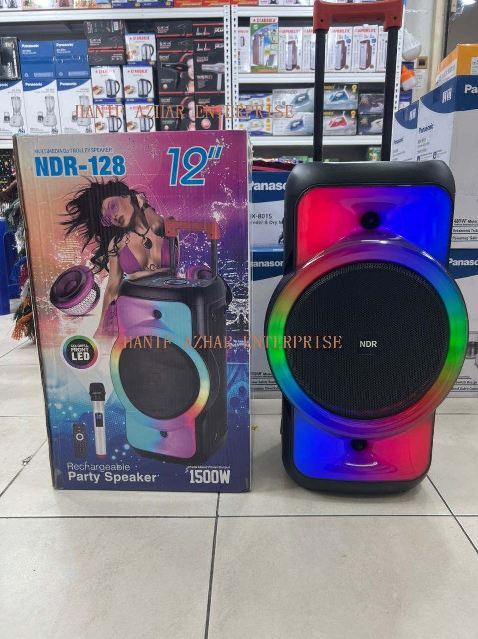 SPEAKER POWERFULL SOUND MULTIMEDIA DJ TROLLEY SPEAKER NDR-128 Rechargeable Party Speaker with ...