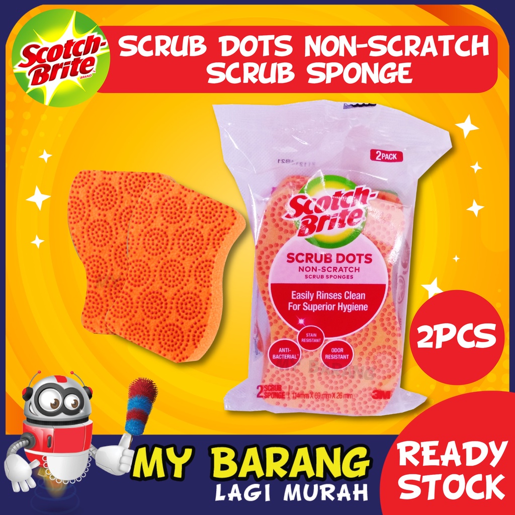 3M Scotch Brite Scrub Dots Non Scratch Scrub Sponge (2 Pcs/Pack) Scotch ...