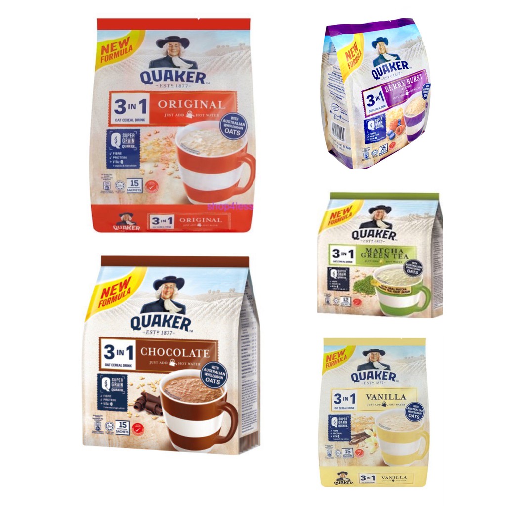 Quaker 3 in 1 Oat Cereal Drink ( 15s x 28g ) | Shopee Malaysia
