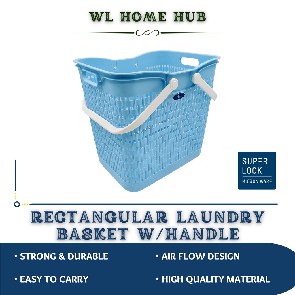 Micronware Rectangular Ratten Design Laundry Basket W/Handle Bakul Dobi ...
