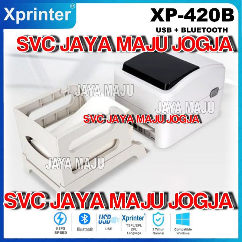 PUTIH Xprinter XP 420 B + LABEL HOLDER - WHITE - BLUETOOTH USB - 203 DPI - SPEED 152 MM/S ...