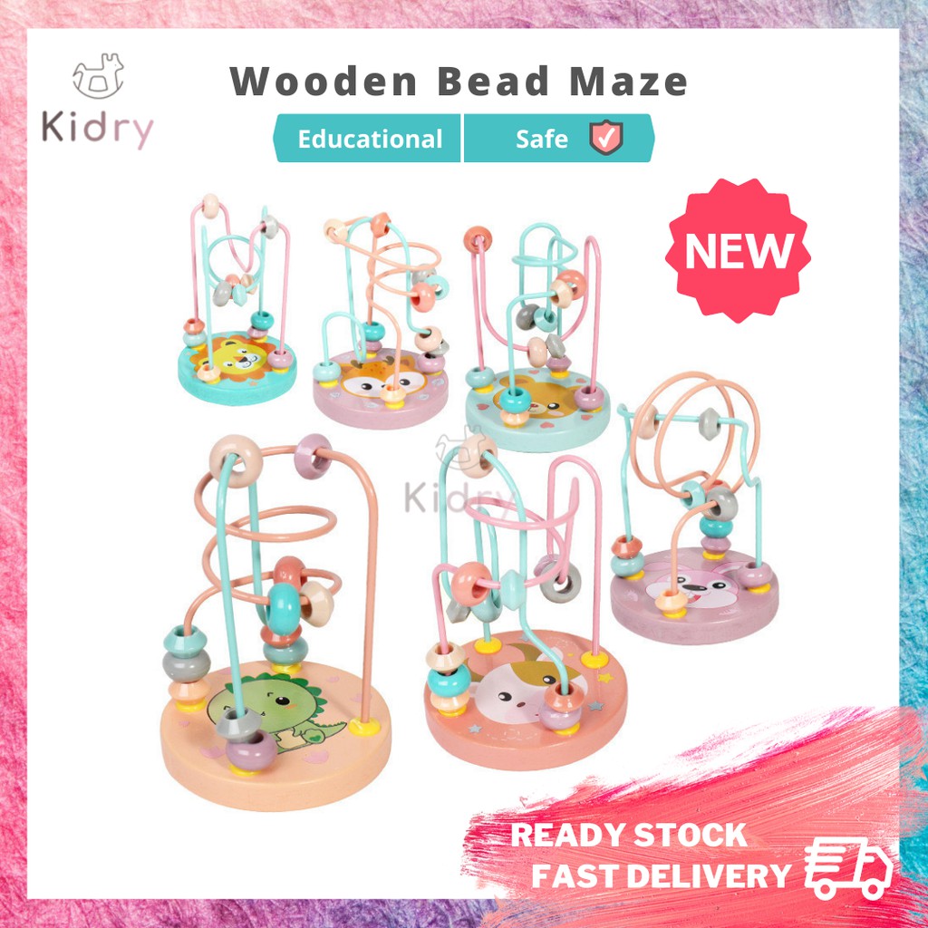 Wooden Beads Maze Bead Track Roller Coaster Early Learning Educational ...