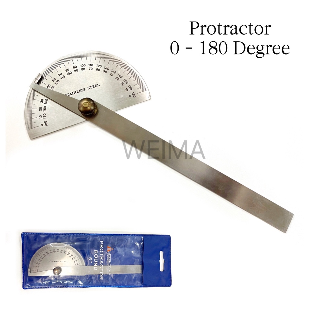 ATECH TOOLS STAINLESS STEEL PROTRACTOR 0-180º / ALAT PENGUKUR SUDUT ...