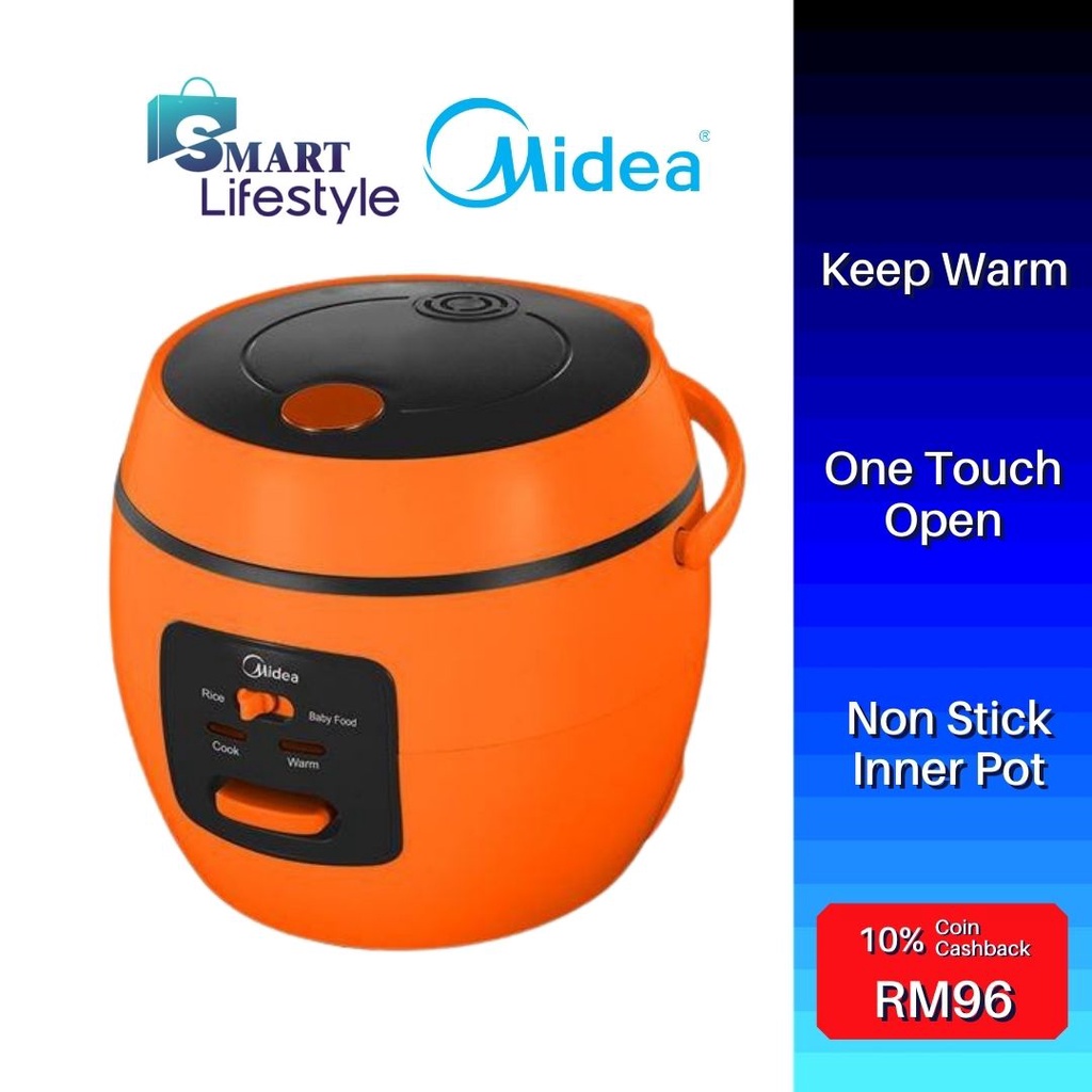MIDEA MINI JAR RICE COOKER (0.8L) MB-07OB / MB-07WG / MB-07RB | Shopee ...