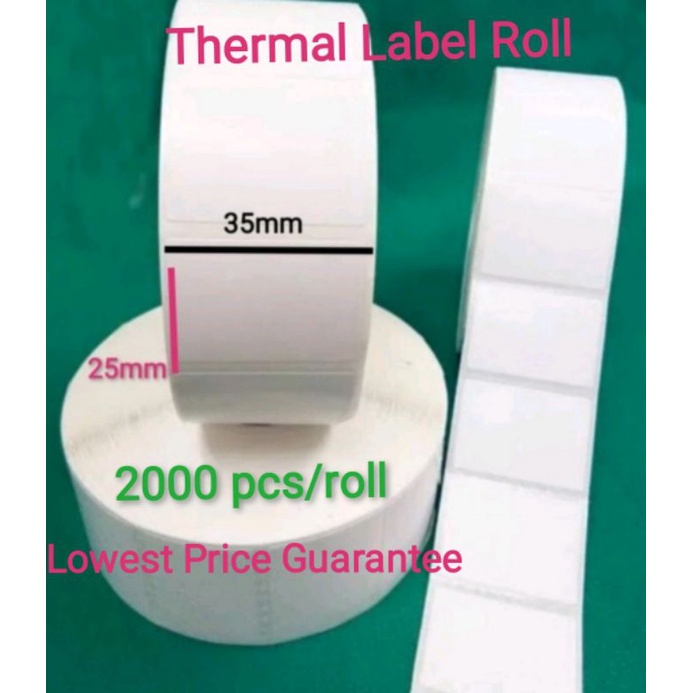 Thermal Direct Barcode Label Roll Sticker 35mm x 25mm 2000pcs/roll ...