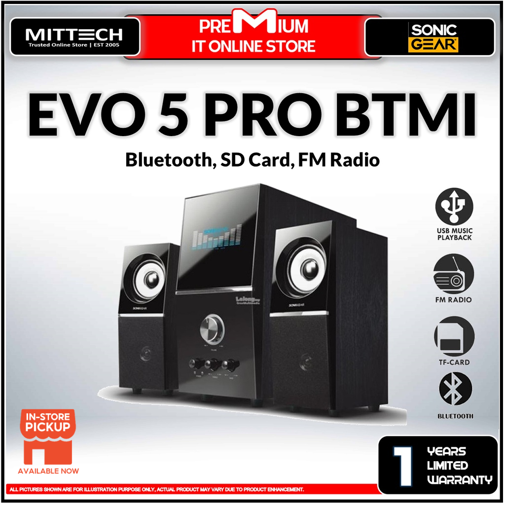 SonicGear EVO 5 PRO BTMI | Bluetooth | Usb Slot | FM Radio | AUX Input ...