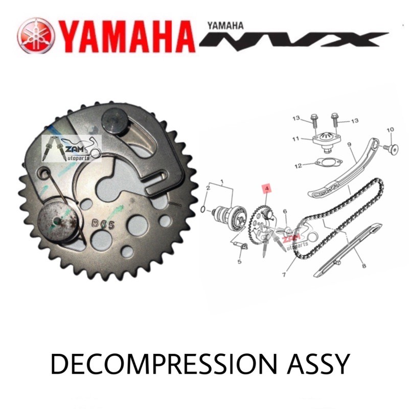 NVX NMAX V1 / V2 CAM GEAR TIMING CHAIN / DECOMPRESSION ASSY B65-E2280 ...