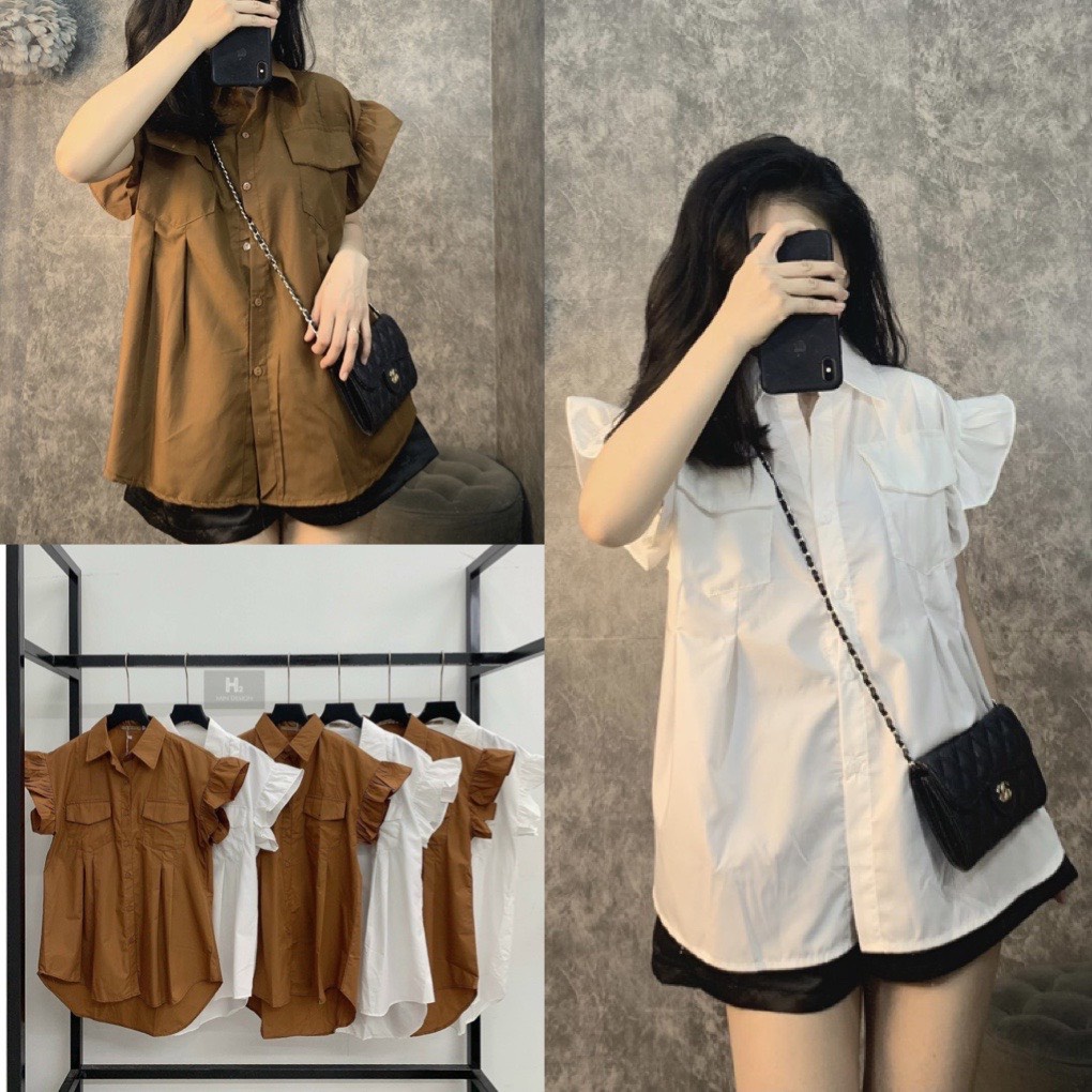 [Real Photo] Women's BabyDoll Shirt with Ruffle Sleeves 4 Colors White ...