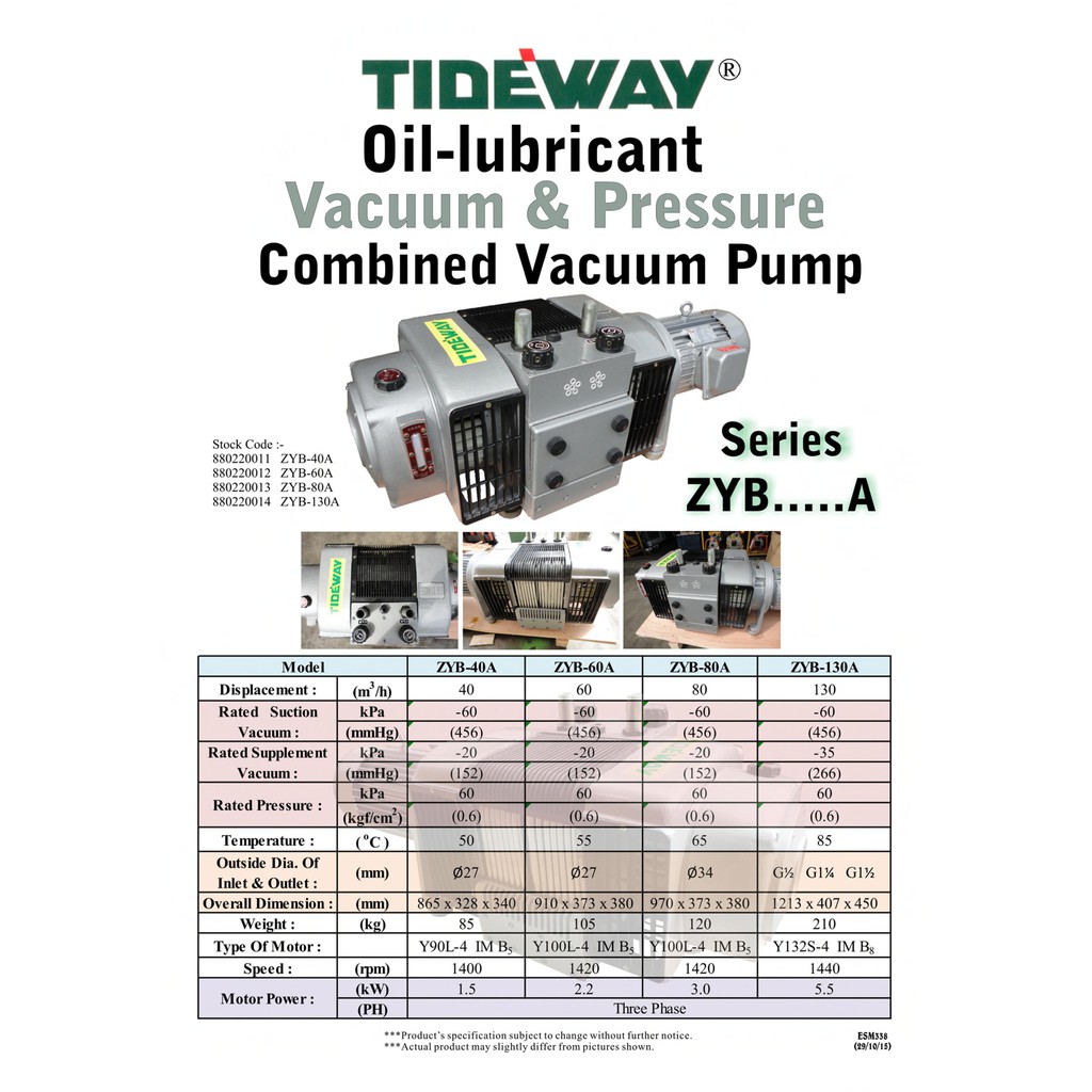 Tideway ZYB Series Vacuum Pump ZYB-40A ZYB -60A ZYB-80A ZYB-130A ...