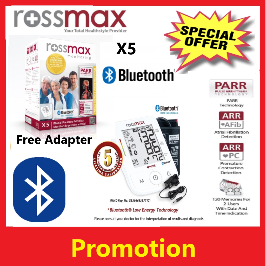 Rossmax X5 BLUETOOTH Blood Pressure Monitor PARR (5 years warranty ...