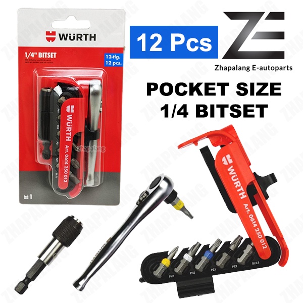Wurth 1/4 Racthet Bit set Compact Pocket Clip Tool 12pcs Bitset Outdoor ...