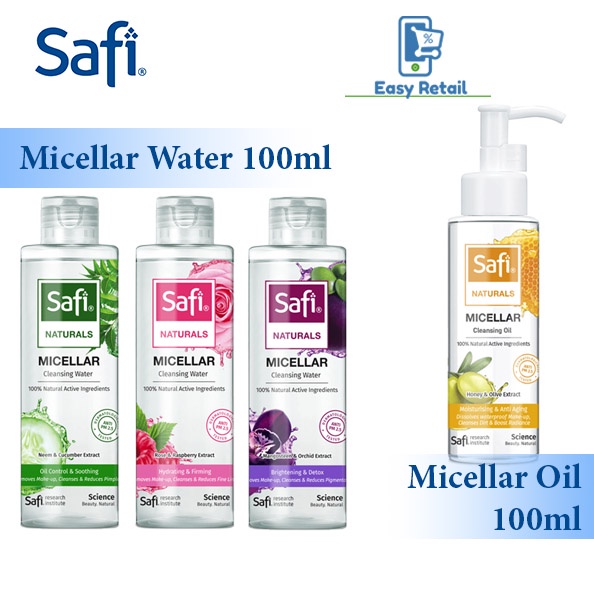 Safi Micellar Water/ Micellar Cleansing Oil 100ml (Cucumber+Neem, Rose ...