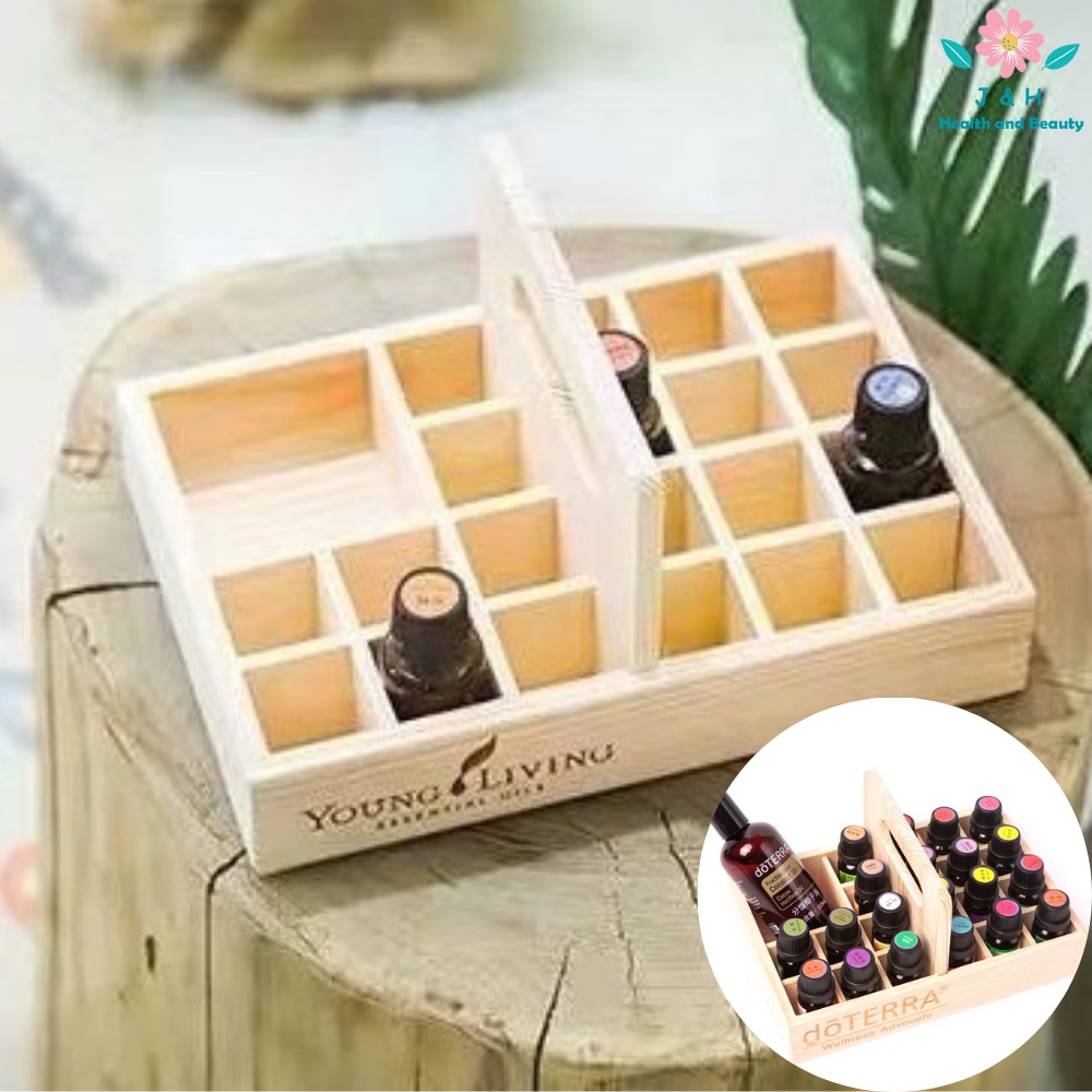 Doterra Young Living Essential Oil Wooden Tray Boxes Storage 21 Grids ...