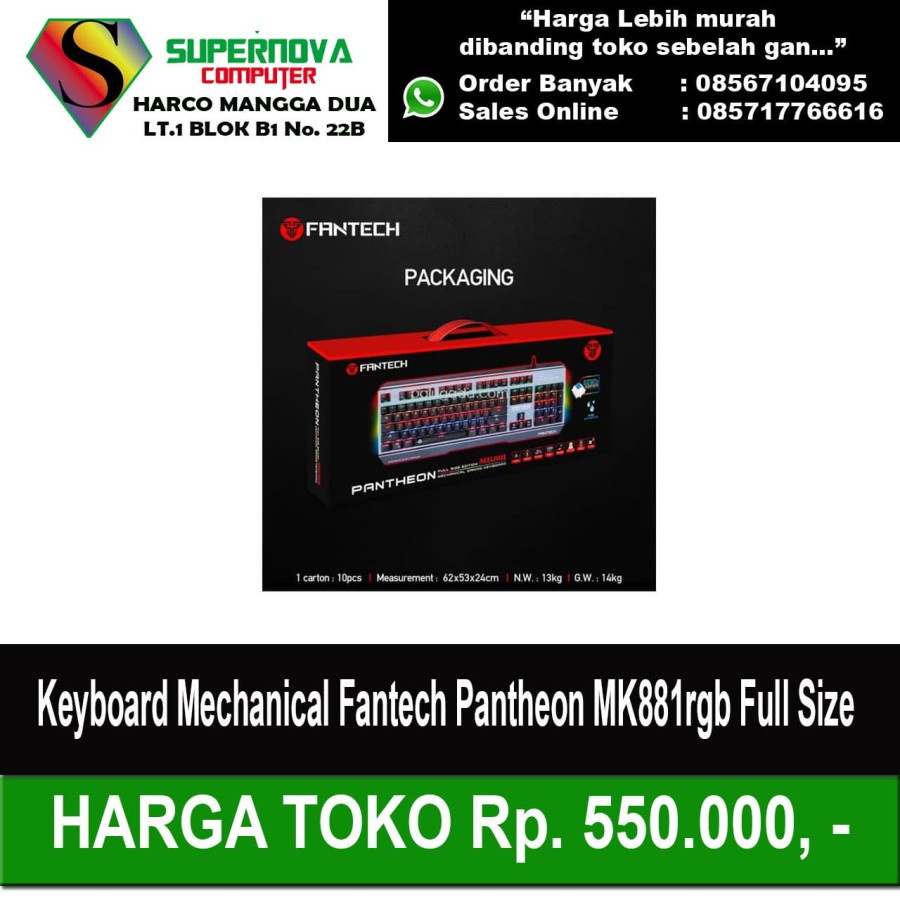 Fantech Pantheon MK881rgb Mechanical Keyboard Full Size (Blue Switch ...
