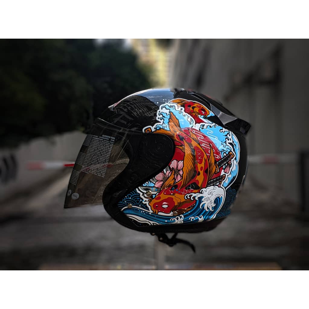 HELMET ZEUS KOI BLACK/WHITE | Shopee Malaysia