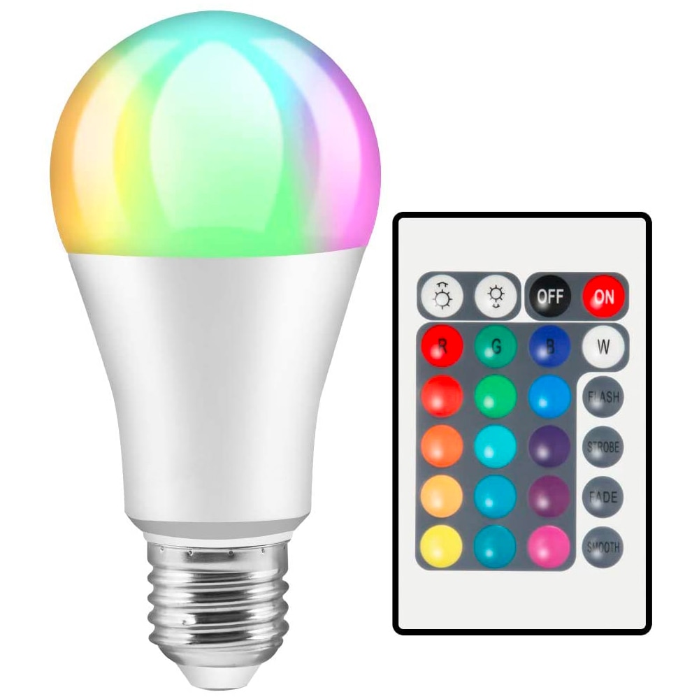 Colour Changing Light Bulb E27, Dimmable LED Bulb Screw, RGB 5W 10W 15W ...