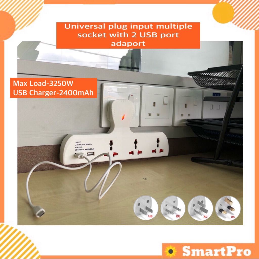 3 Way,4way Mini Multi T-Adaptor Universal Socket Extension T-Adaport ...