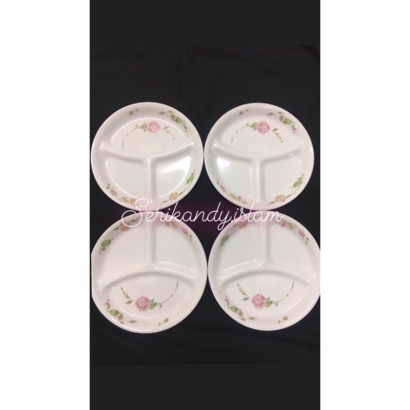 CORELLE Pinggan Suku Suku Separuh Divided Dish Plate 21.6cm | Shopee ...
